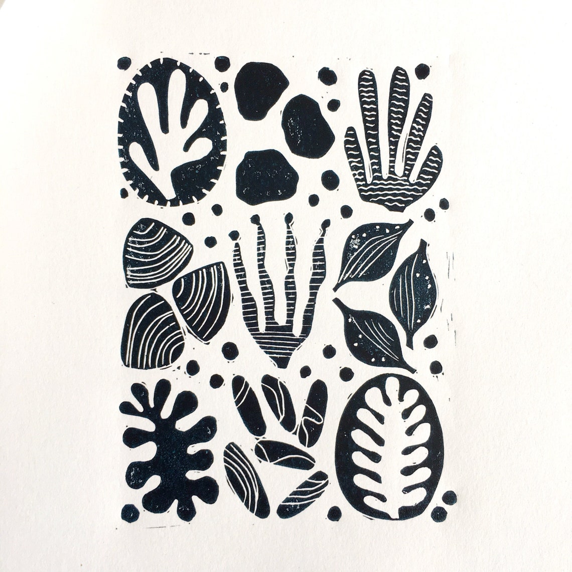 Coral Pattern Lino Cut Print Coral Lino Print Seaweed Print | Etsy UK