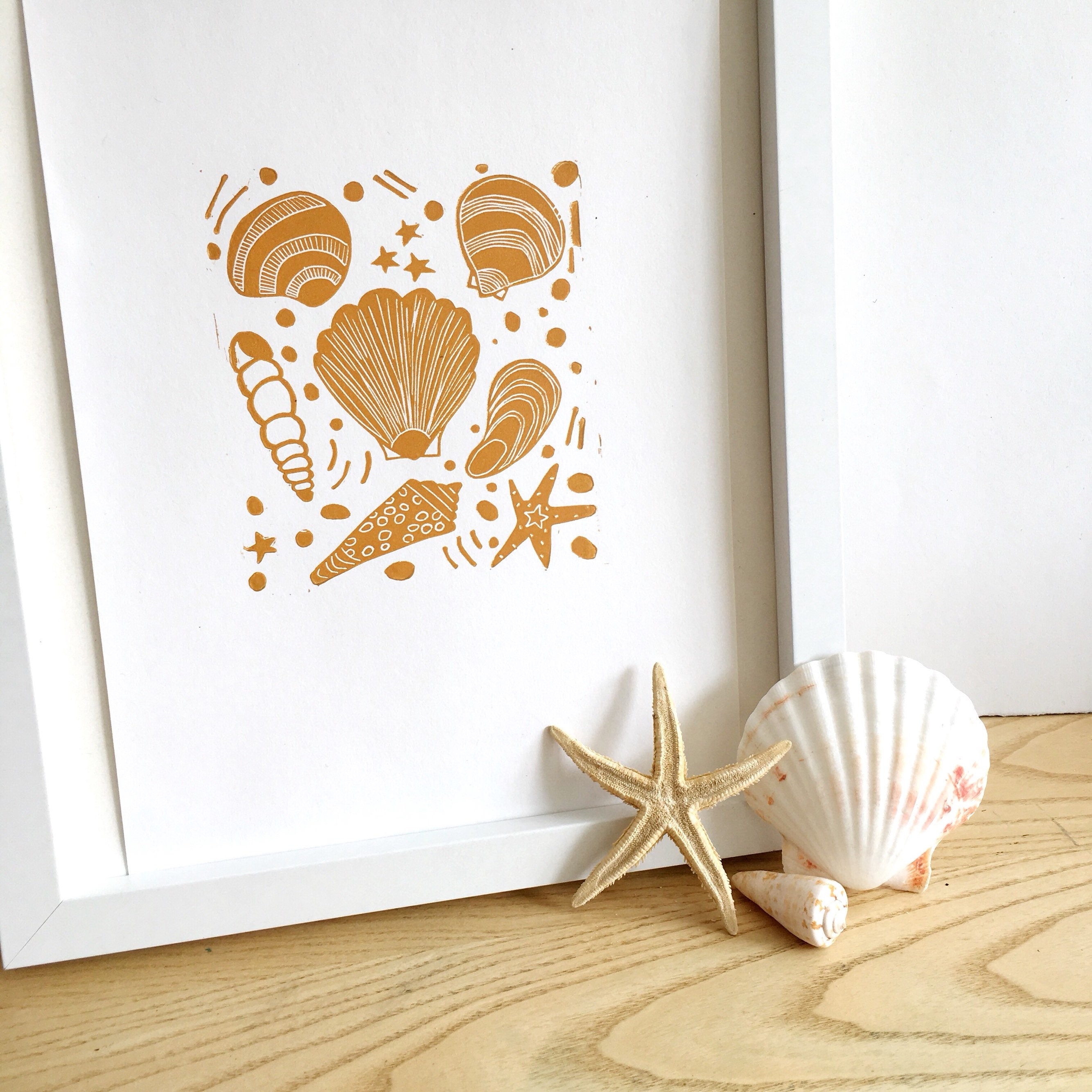 Original Shell Lino Cut Print Seashell Print Shell Print | Etsy