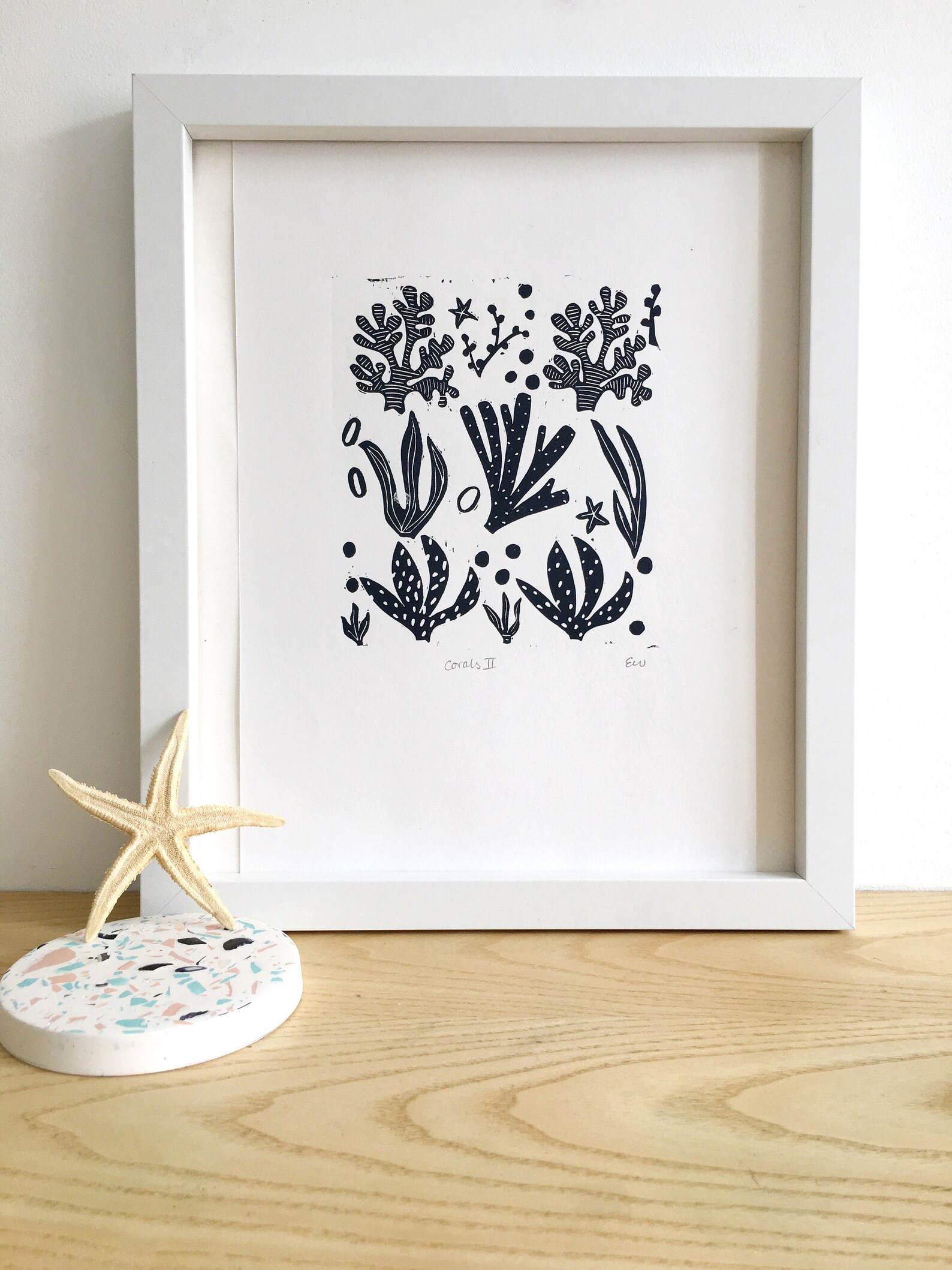 Coral Lino Cut Print Ocean Inspired Print Art Inspired by - Etsy