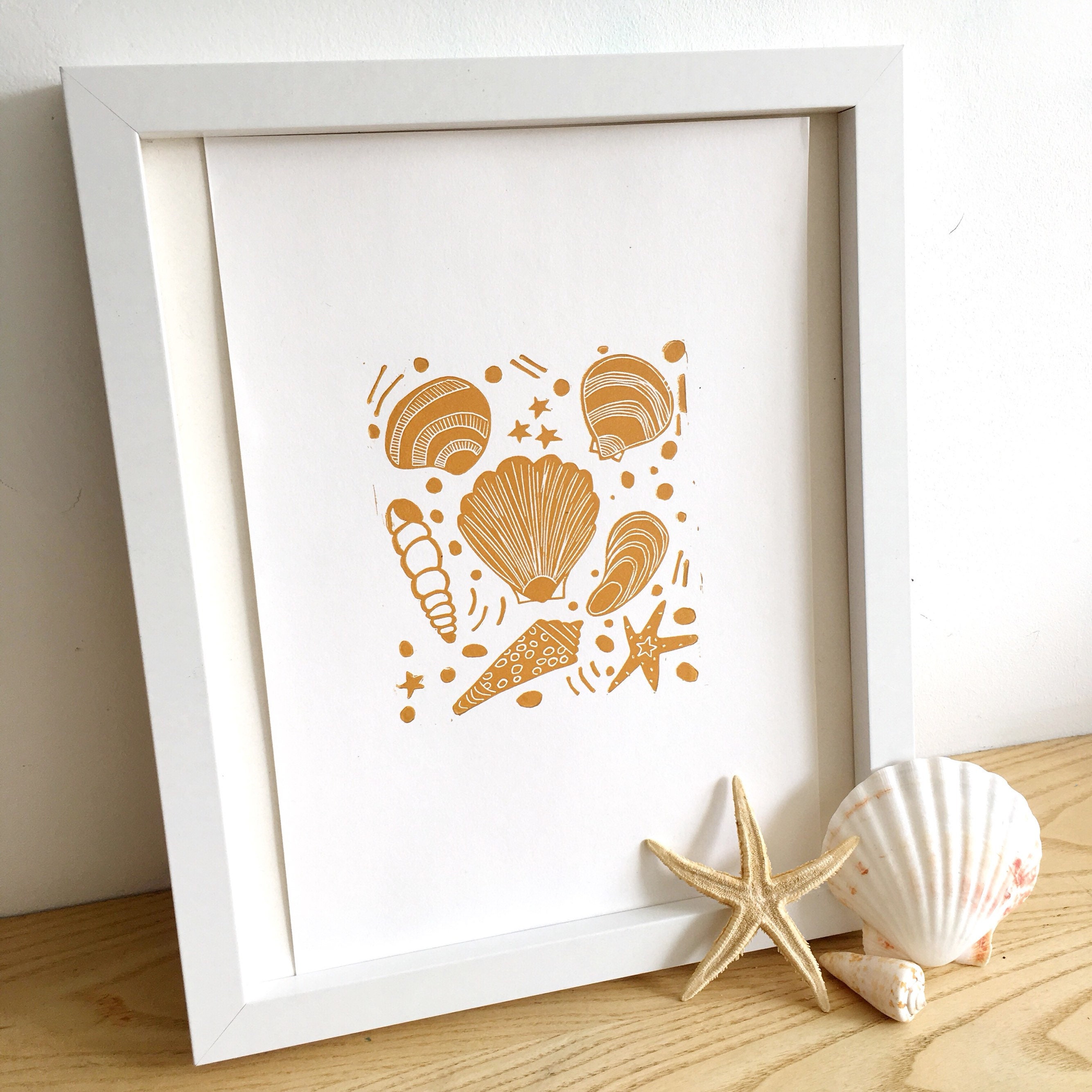 Original Shell Lino Cut Print Seashell Print Shell Print | Etsy