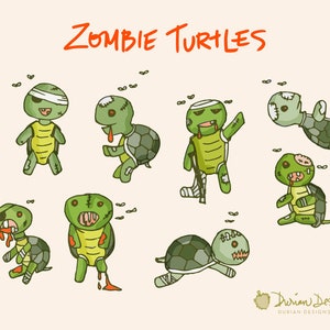 Zombie Turtles Clipart Commercial Use, Hand Drawn Reptile Clip Art ...