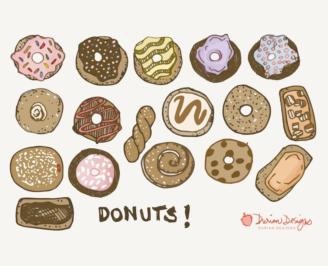 Donut Clipart Commercial Clipart, Doughnuts, Baked Goods, Jelly ...