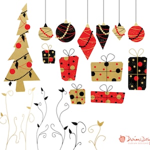 Elegant Christmas Clip Art Commercial Use, Christmas Presents Ornaments ...