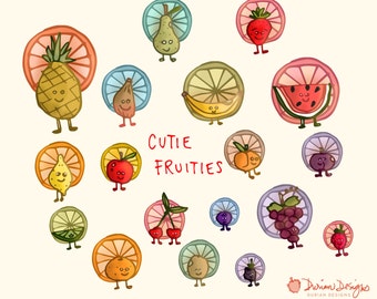 Kawaii Fruit Clipart, Cute Fruit Clip Art , Food Clipart CG209 - Etsy ...