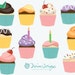 Cute Cupcakes Clip Art Commercial Use, Chocolate Vanilla Pastry Pink ...