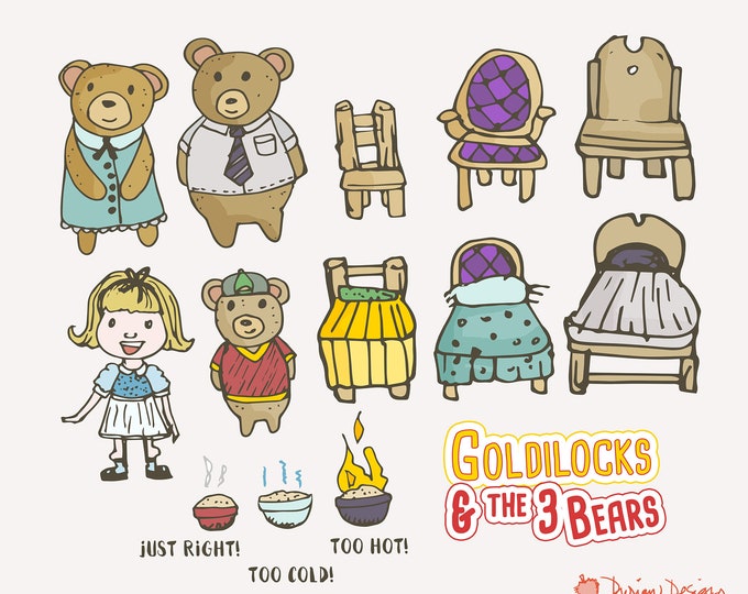 Goldilocks and the Three Bears Clipart Nursery Rhyme Fairy Tale ...