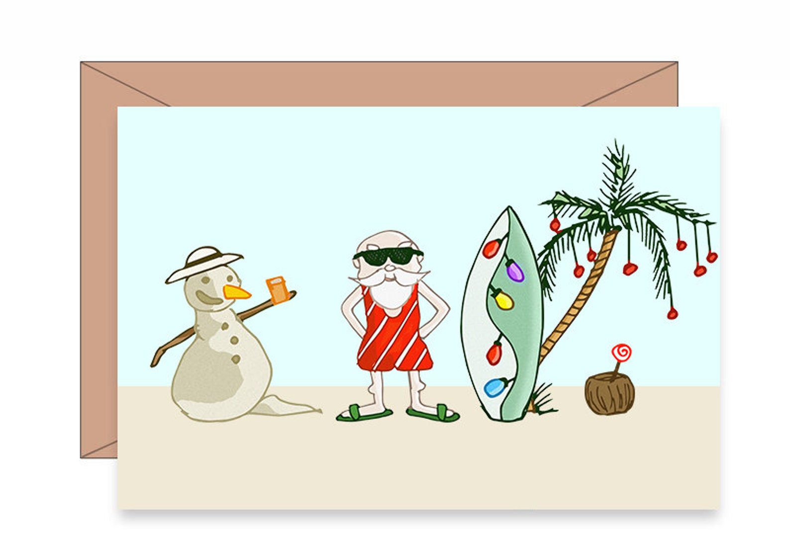Tropical Beach Christmas Clipart Commercial Use, Sand Snowman, Santa ...
