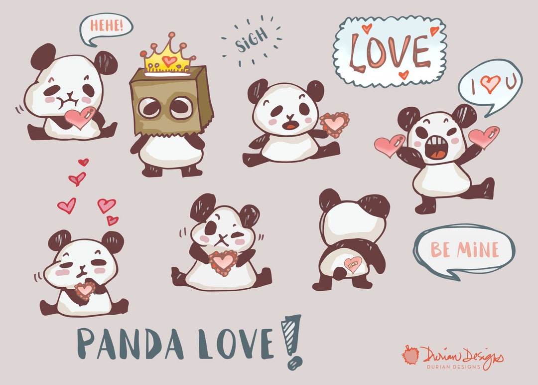 Love Panda Clipart Commercial Use, Valentine Kawaii Panda Bears Clip ...