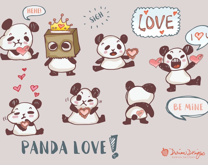 Premium Vector Clipart - Kawaii Valentines Day Pandas - Valentines Day ...