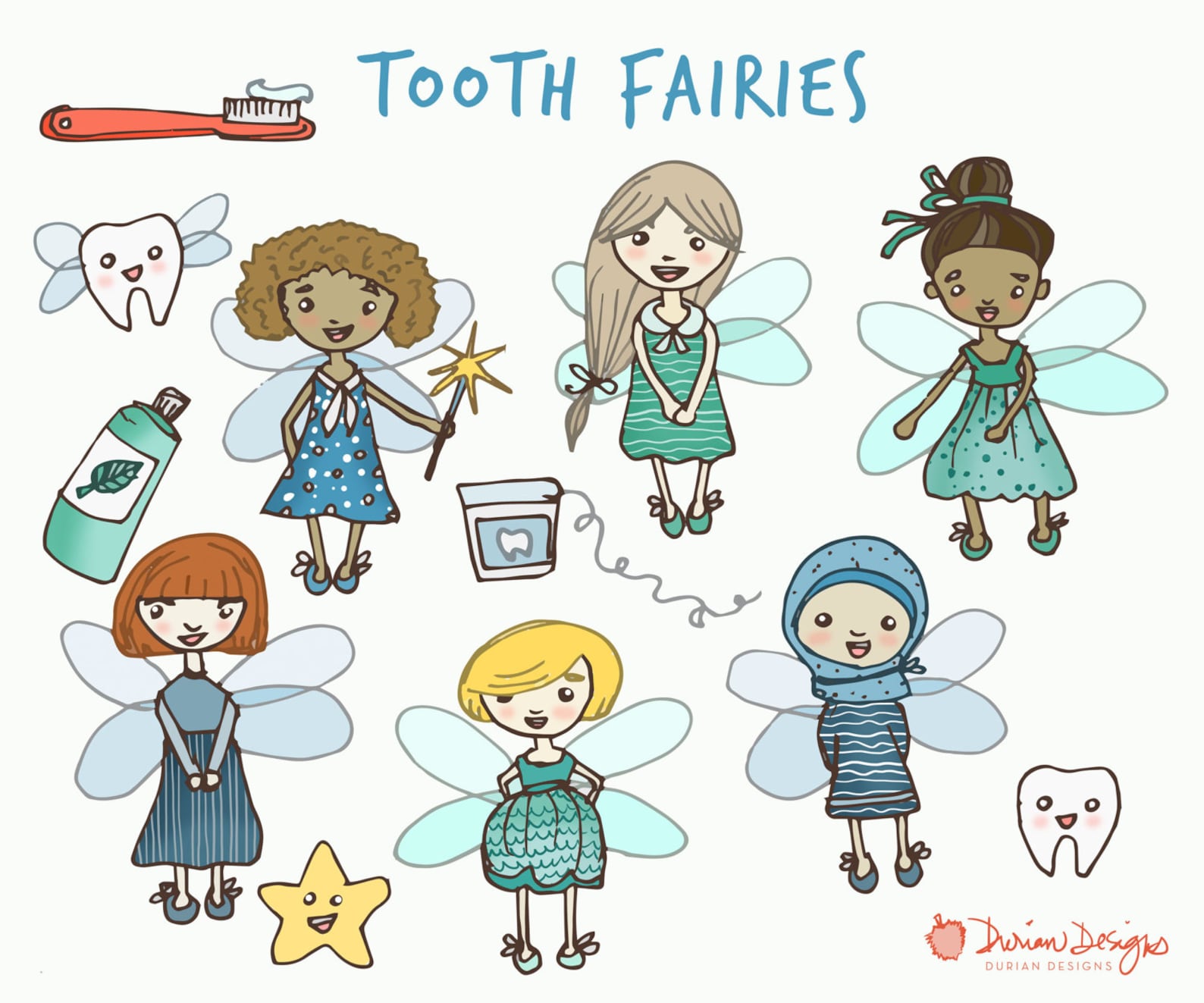 Tooth Fairies Clipart Commercial Use, Girl Fairy, Teeth Floss ...