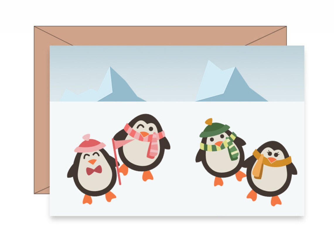 Winter Penguins Clip Art Commercial Use, Christmas Snow Scarves and ...