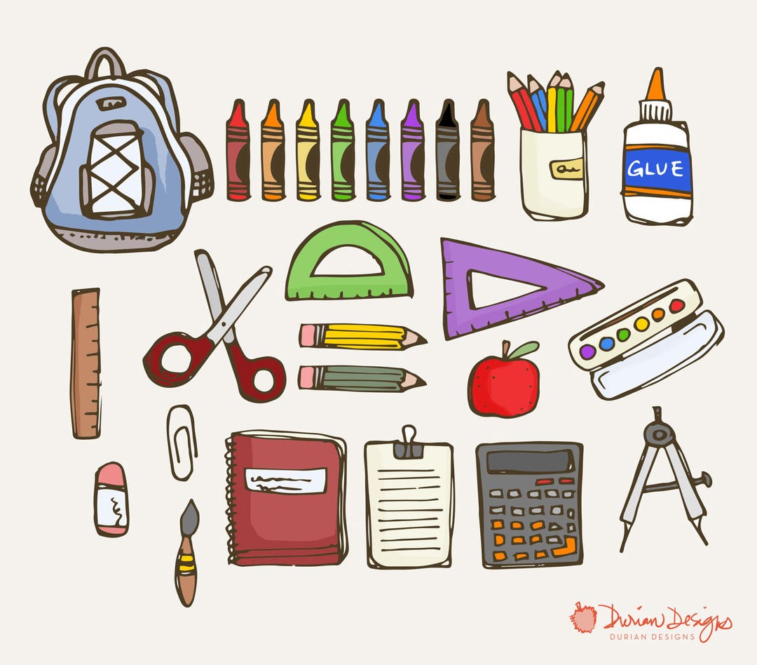 School Supplies Clipart Commercial Use, Pens Pencils Clip Art, Crayons ...