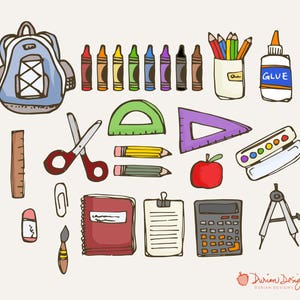 School Supplies Clipart Commercial Use, Pens Pencils Clip Art, Crayons ...