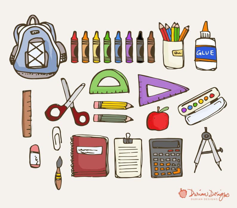 School Supplies Clipart Commercial Use, Pens Pencils Clip Art, Crayons ...