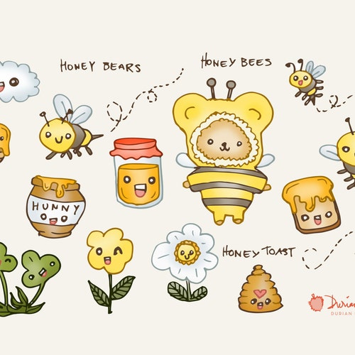 Bees Clipart Set Honey Bees Clip Art Instant Download - Etsy