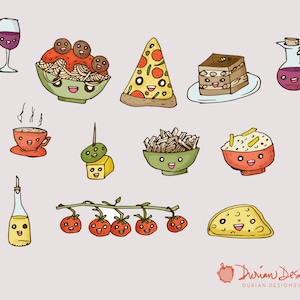 Cute Italian Food Clipart Commercial Use, Hand Drawn Clip Art, Kawaii ...