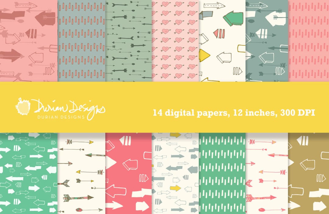 Hand Drawn Tribal Arrow Digital Paper Commercial Use, Royalty-free ...