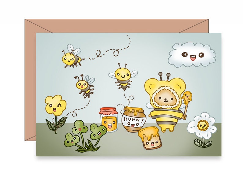 Honey Bear and Bees Clip Art Commercial Use, Cute Bumblebees Honeybees ...