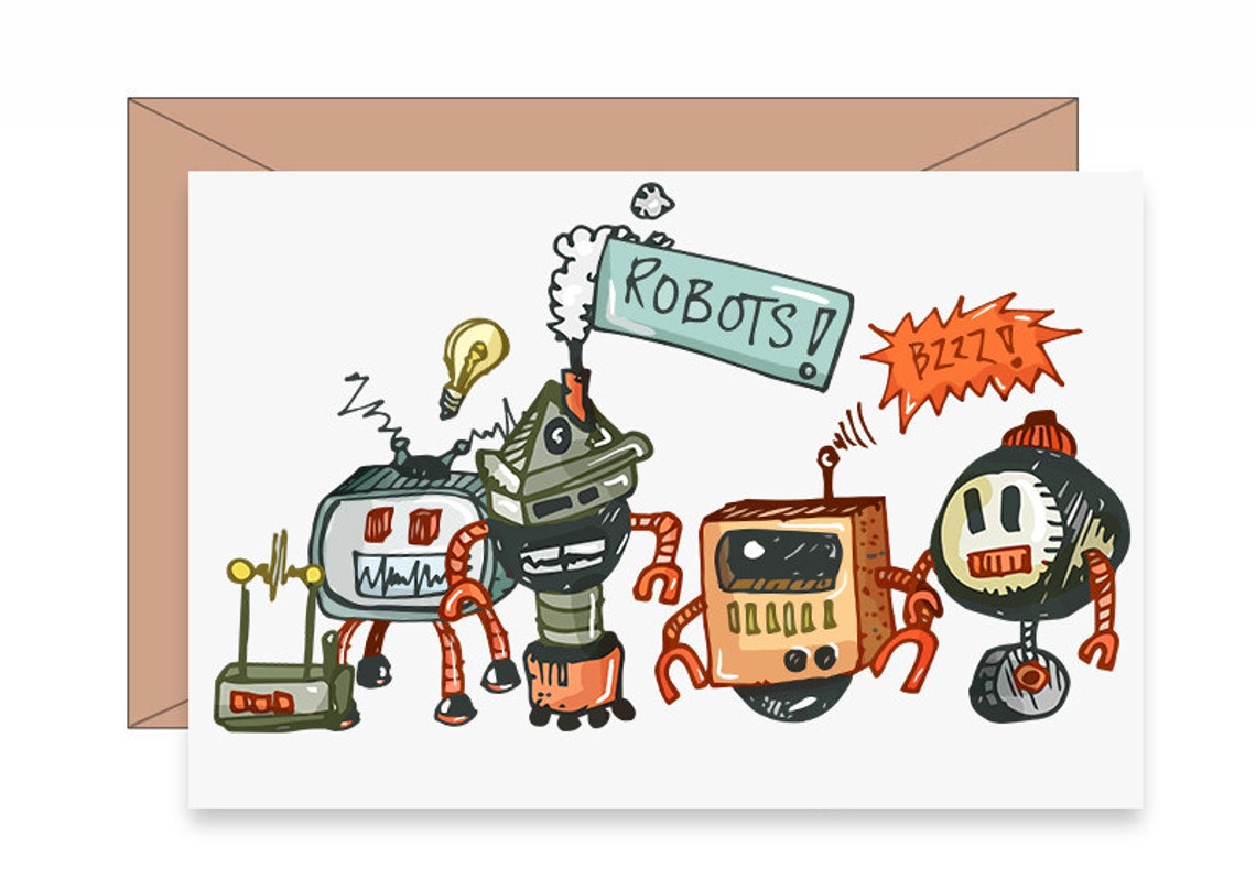 Robot Clipart Commercial Use, Hand Drawn Robots Clip Art, Kawaii ...