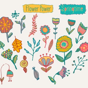 Flower Power Floral Clipart Commercial Use Colorful, Pattern, Foliage ...