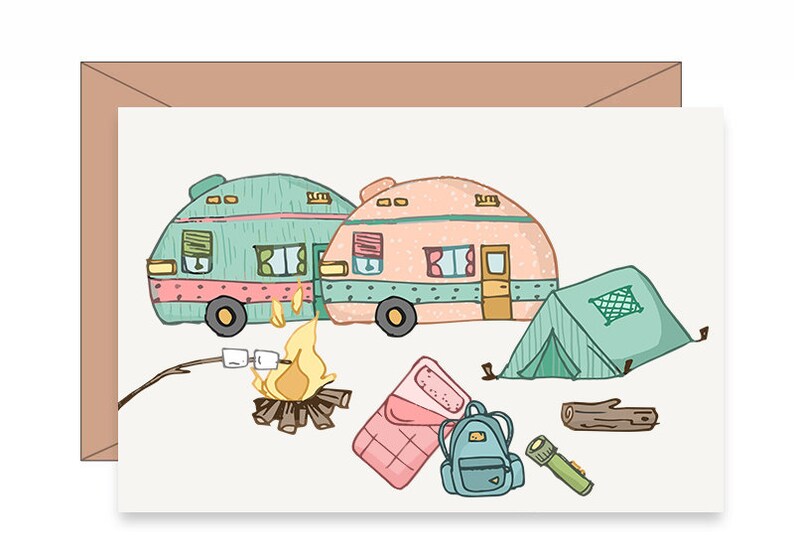 Camping Clipart Commercial Use, Trailer Motorhome Fire S'mores Tent ...