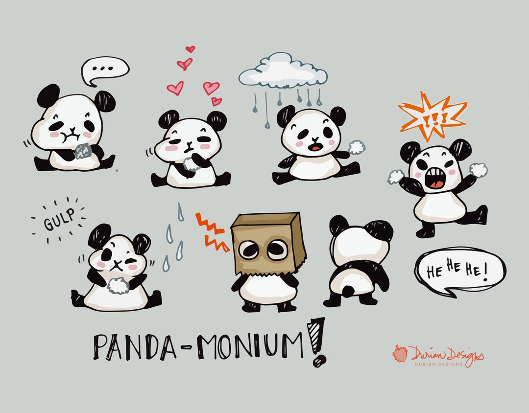 Cute Panda Clipart Commercial Use, Kawaii Panda Bears Clip Art, Rice ...