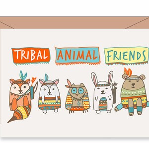 Tribal Woodland Animals Clipart Commercial Use, Fox Rabbit Porcupine ...