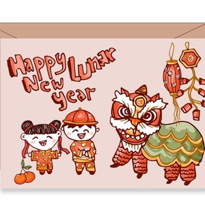 SALE Chinese New Year Hand Drawn Clipart Commercial Use, Lunar New Year ...