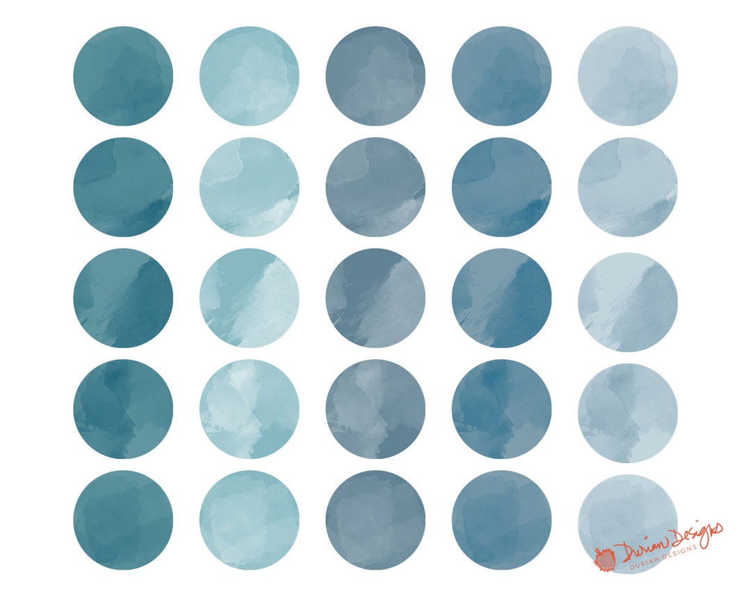 Blue Watercolor Circle Clipart Commercial Use Teal Turquoise - Etsy