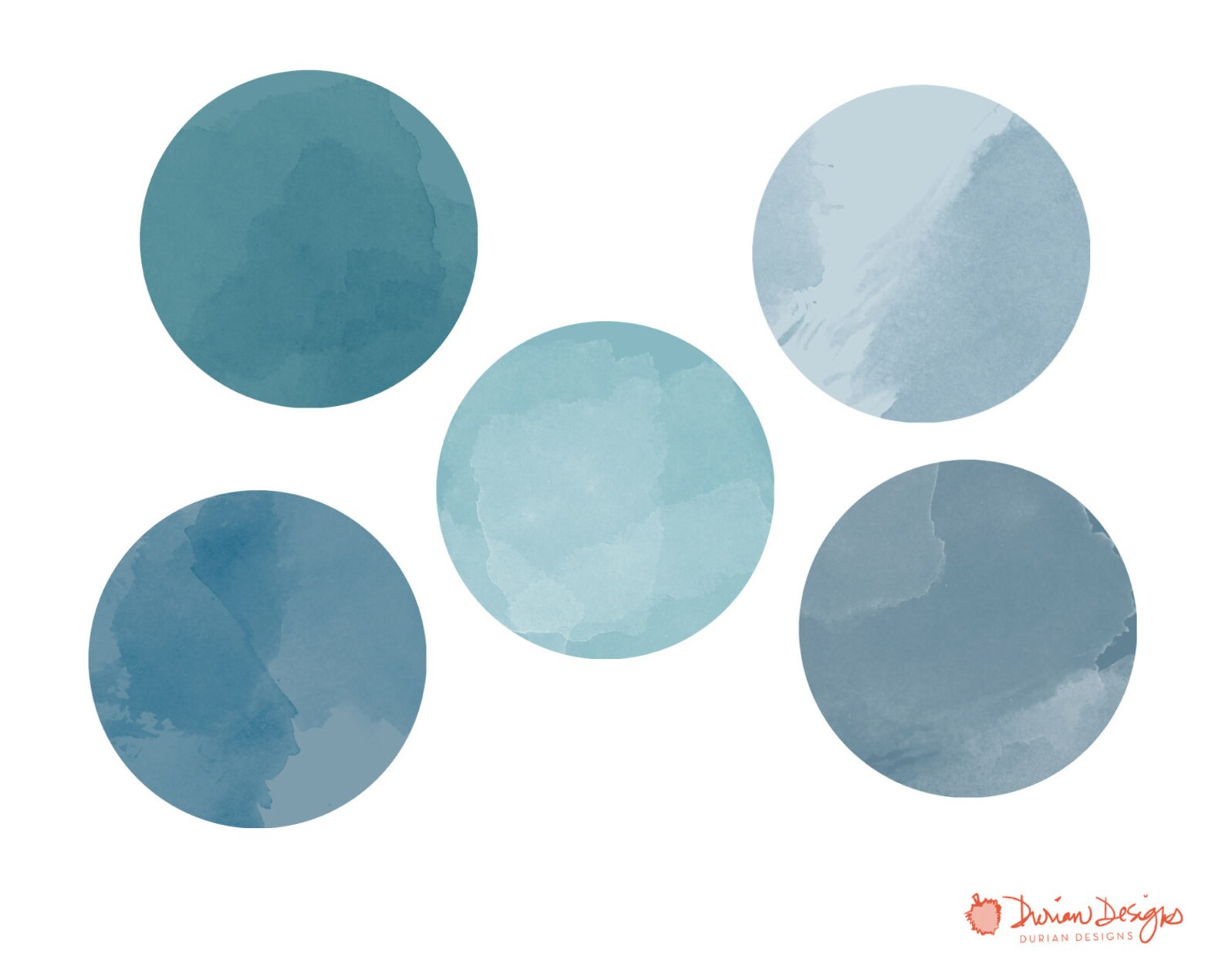 Blue Watercolor Circle Clipart Commercial Use, Teal Turquoise Geometric ...