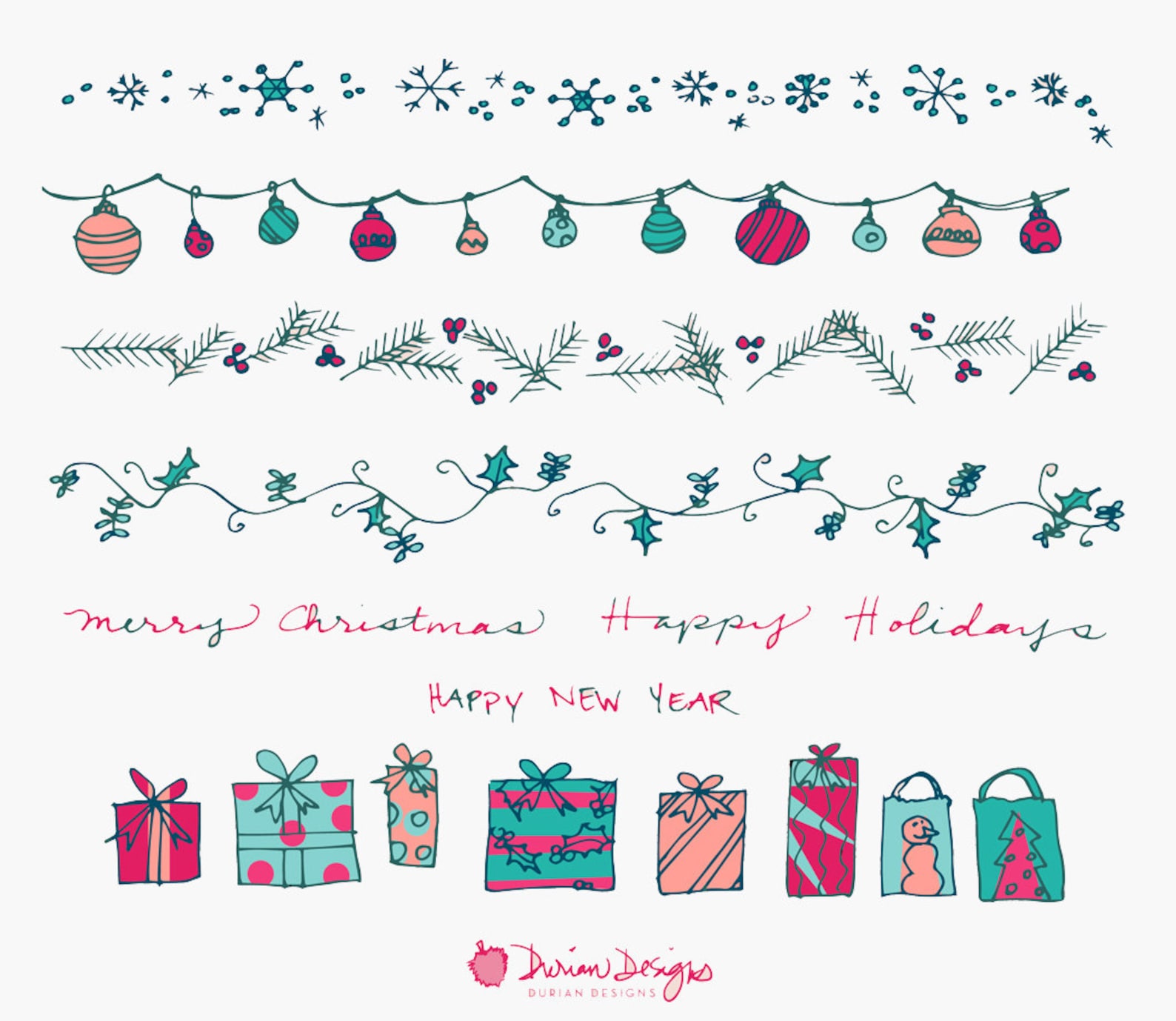 Christmas Borders and Garlands Clipart Commercial Use, Christmas ...