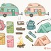 Camping Clipart Commercial Use, Trailer Motorhome Fire S'mores Tent ...