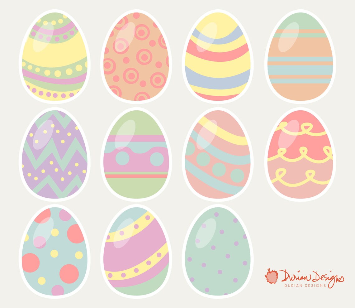 Easter Eggs Clipart Commercial Use, Patterned Clip Art, April, Spring ...