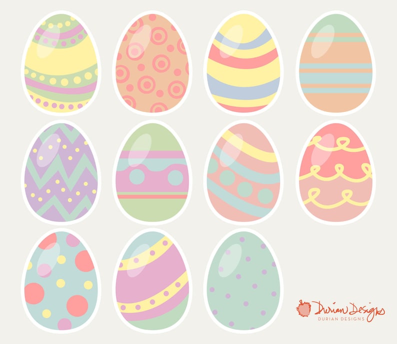 Easter Eggs Clipart Commercial Use, Patterned Clip Art, April, Spring ...