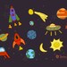 Outer Space Planets and Rockets Clipart, Commercial Use, Solar System ...