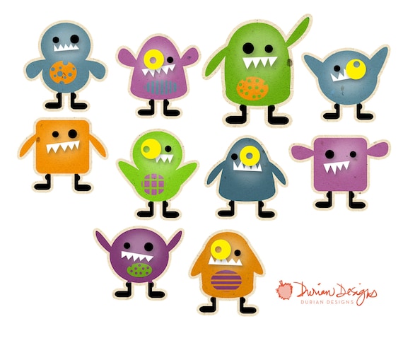 Cute Monster clip art commercial use silly monsters clipart | Etsy