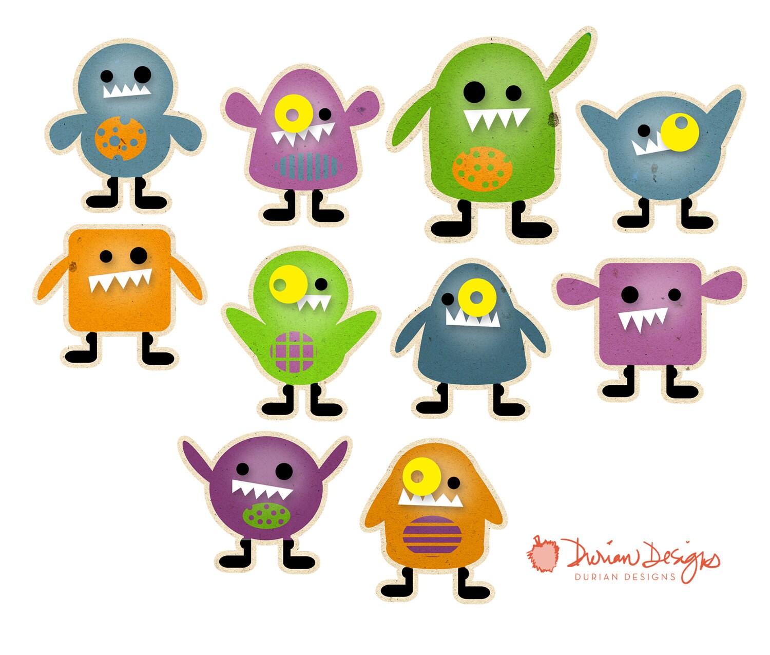 Cute Monster Clip Art Commercial Use, Silly Monsters Clipart, Party ...