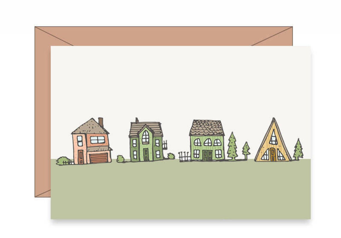 Cute Houses Clipart Commercial Use, Homes Pastel Trees Neighborhood ...