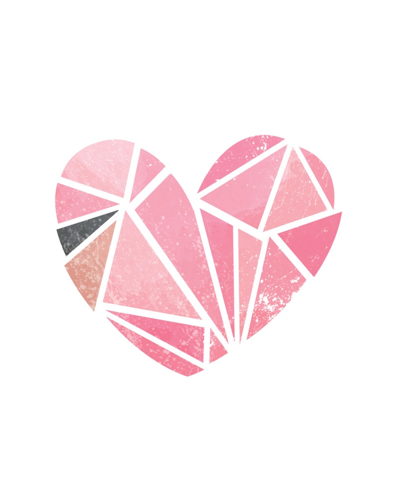 Geometric heart printable wall art pink and white ink heart | Etsy Geometric heart printable wall art pink and white ink heart | Etsy