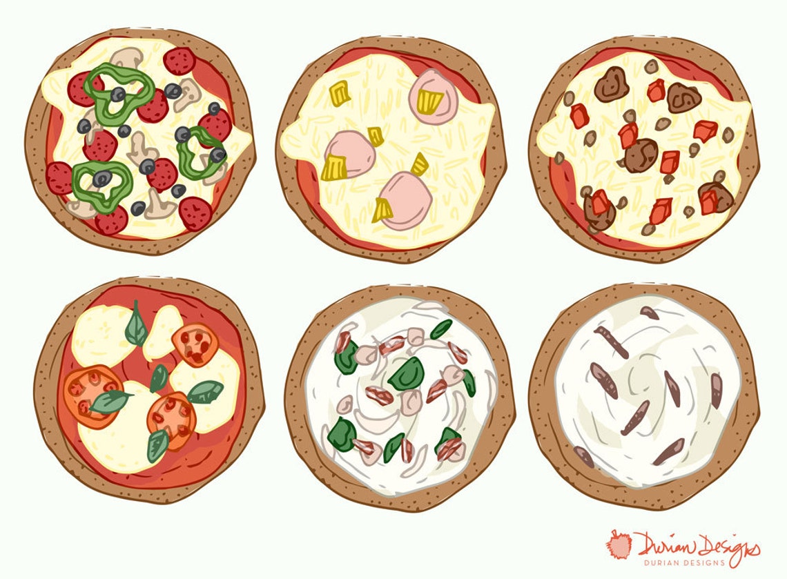 Design Your Own Pizza Clipart, Commercial Use, Pizza Vector, Hand Drawn ...