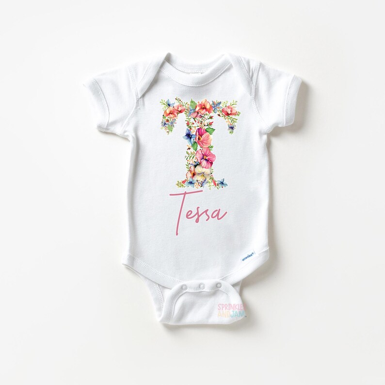 Personalized Floral Baby Girl Onesie®: Custom Newborn Outfit - Etsy
