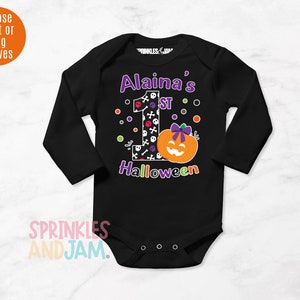 1st Halloween Baby Onesie ® Brand | Baby Girl Long Sleeve or Short Sleeve | Cute Pumpkin Holiday ...