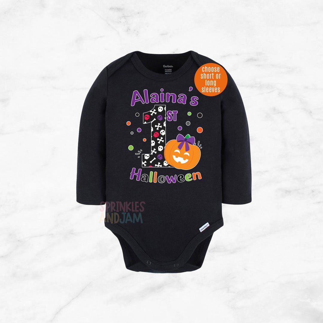 1st Halloween Baby Onesie ® Brand | Baby Girl Long Sleeve or Short Sleeve | Cute Pumpkin Holiday ...