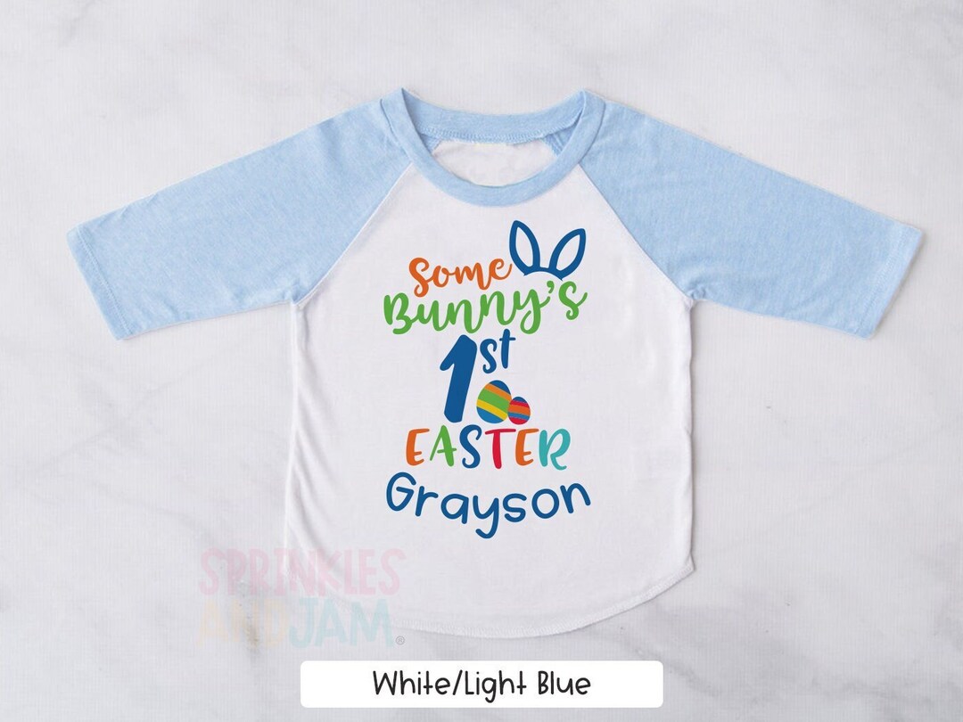 Personalized Baby Boy First Easter Shirt: Some Bunny Outfit - Etsy