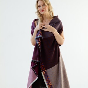 Long Knit Cardigan With Draped Front, Wool Cape Cozy Wrap Cardigan ...