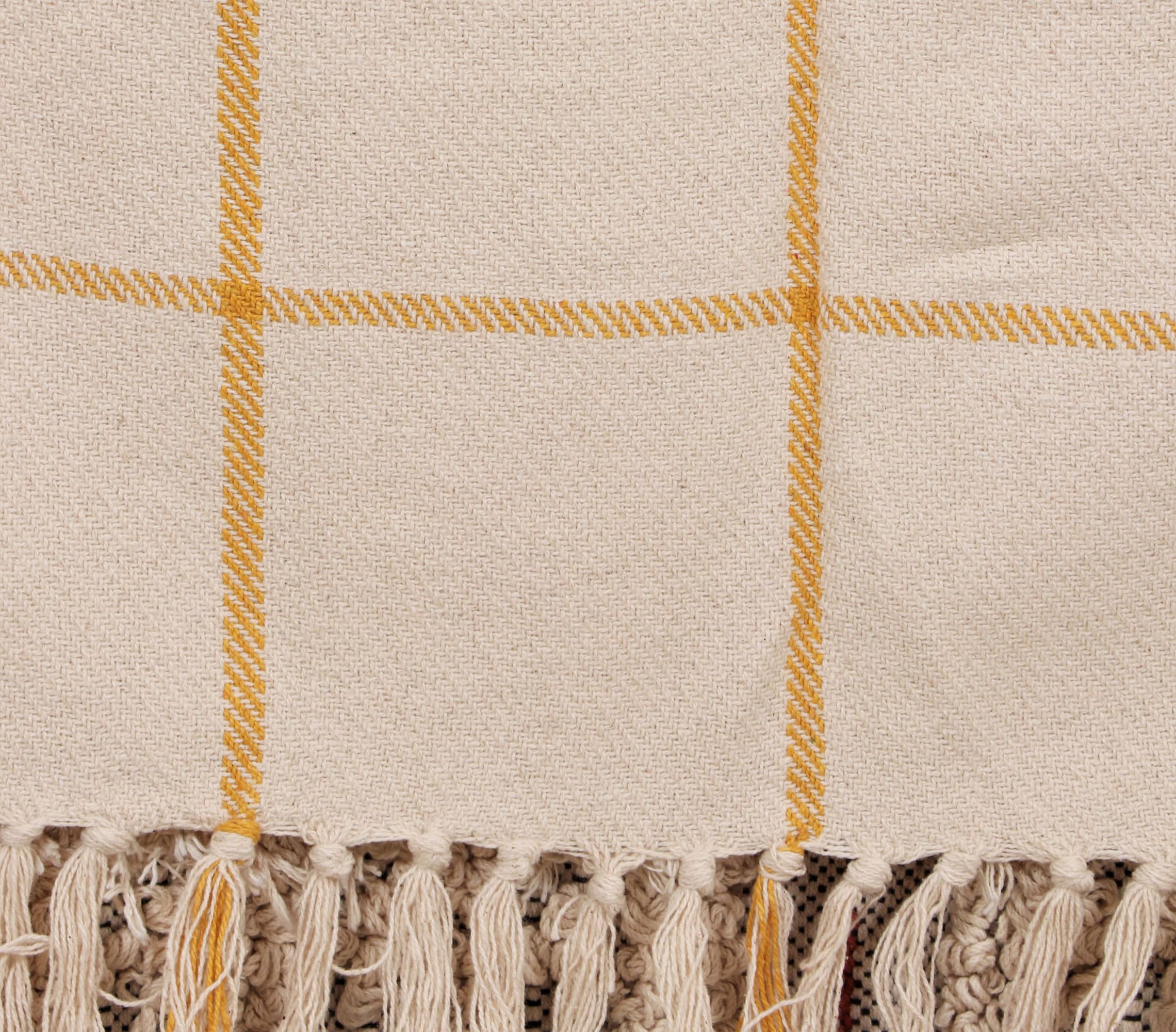 Check Woven Cotton Sofa Throw Blanket, Decorative Fringe Throw ...
