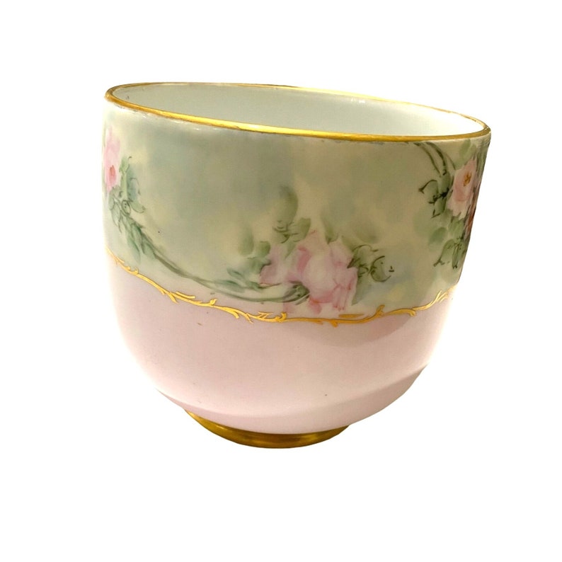 Vtg WG Limoges Porcelain Pink Peony Decorated JARDINERE Planter Mum Pot ...