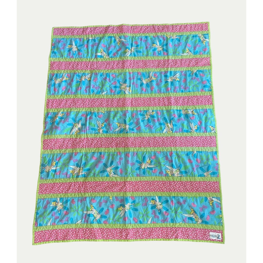 Tinkerbell Project Linus Pink and Green Quilted Throw Crib Lap Blanket ...
