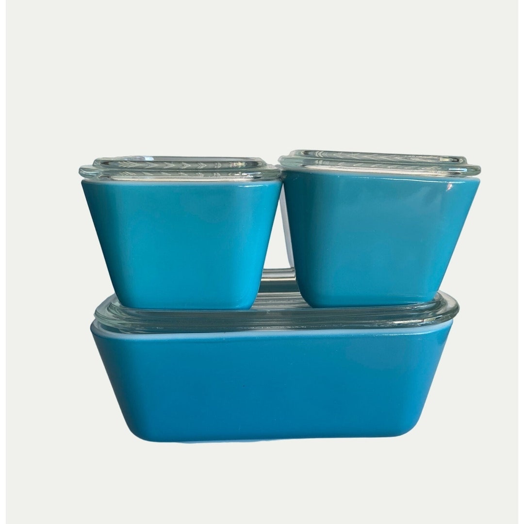 Vtg Pyrex Turquoise Teal Blue Refrigerator Dish Set - Etsy
