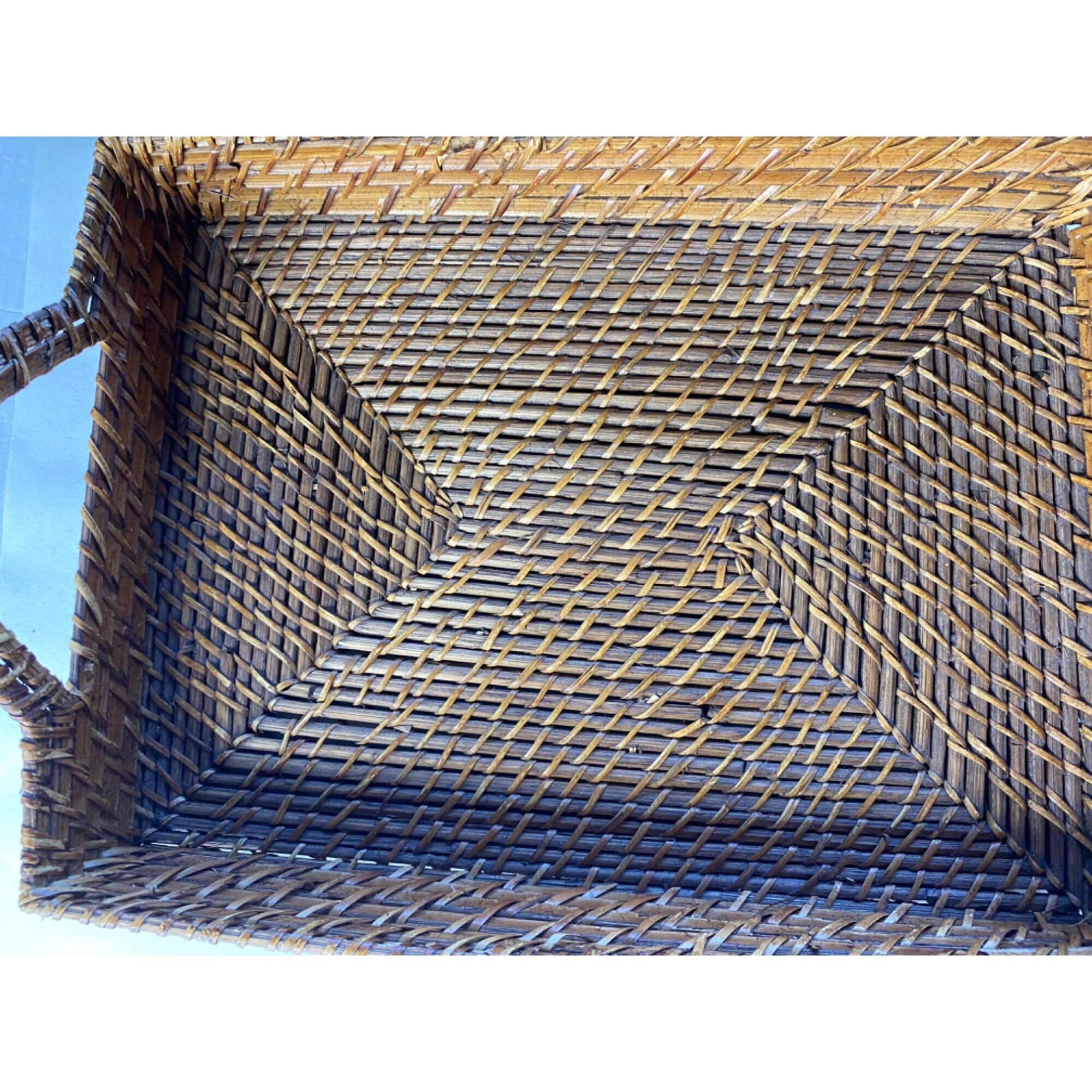 Rattan Wicker Rectangular Serving Tray Basket With Handles - Etsy